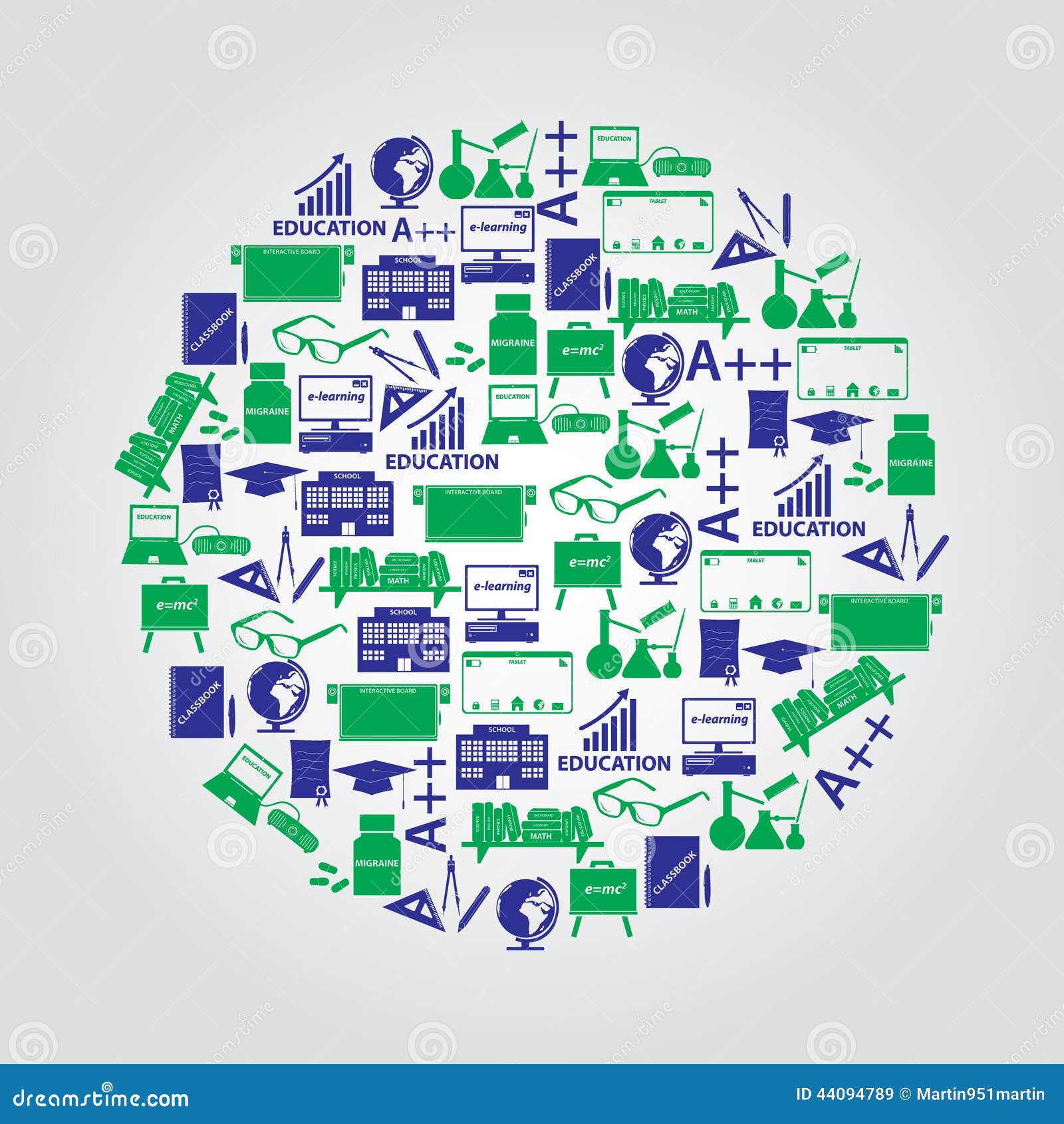 Teacher Profession and Teaching Icons in Circle Stock Vector ...