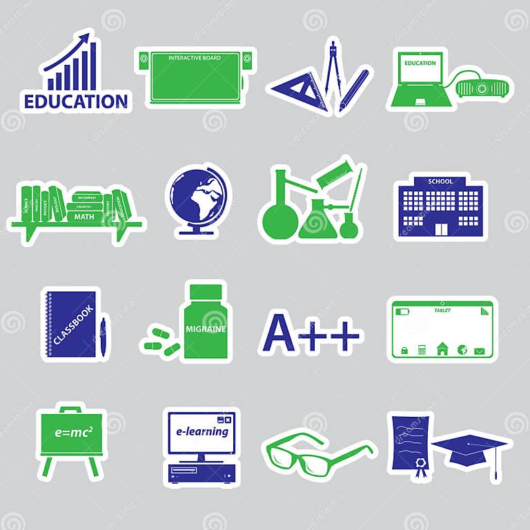 Teacher Profession and Teaching Stickers Stock Vector - Illustration of ...