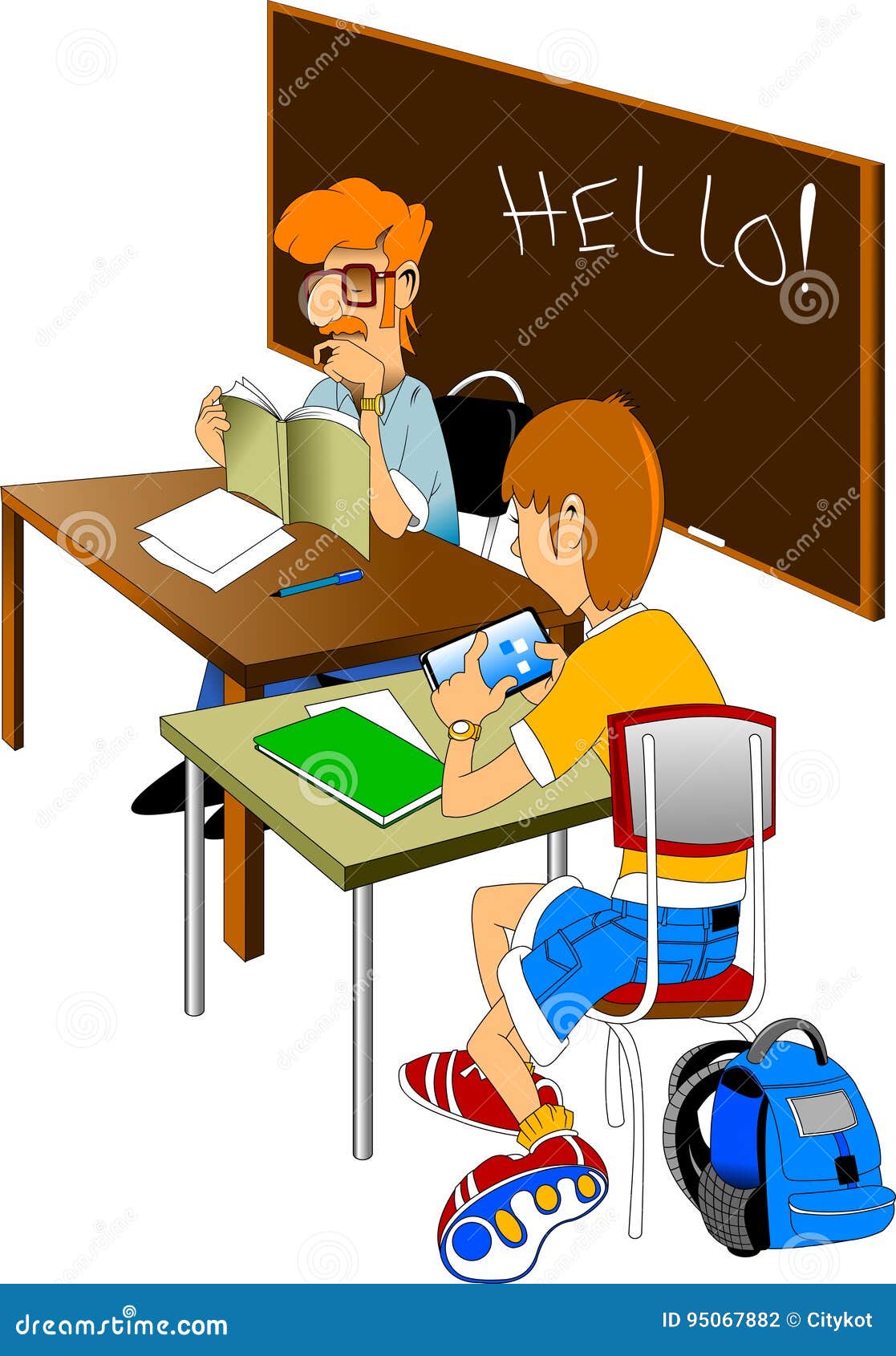 Pupils Solving Math Problem On Chalkboard During Lesson Education ...