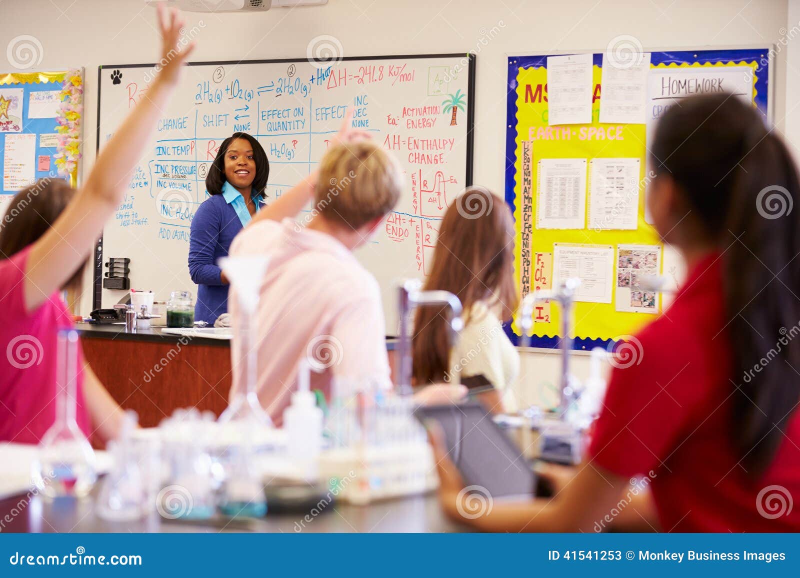 Teacher And Pupils In High School Science Class Stock Image ...