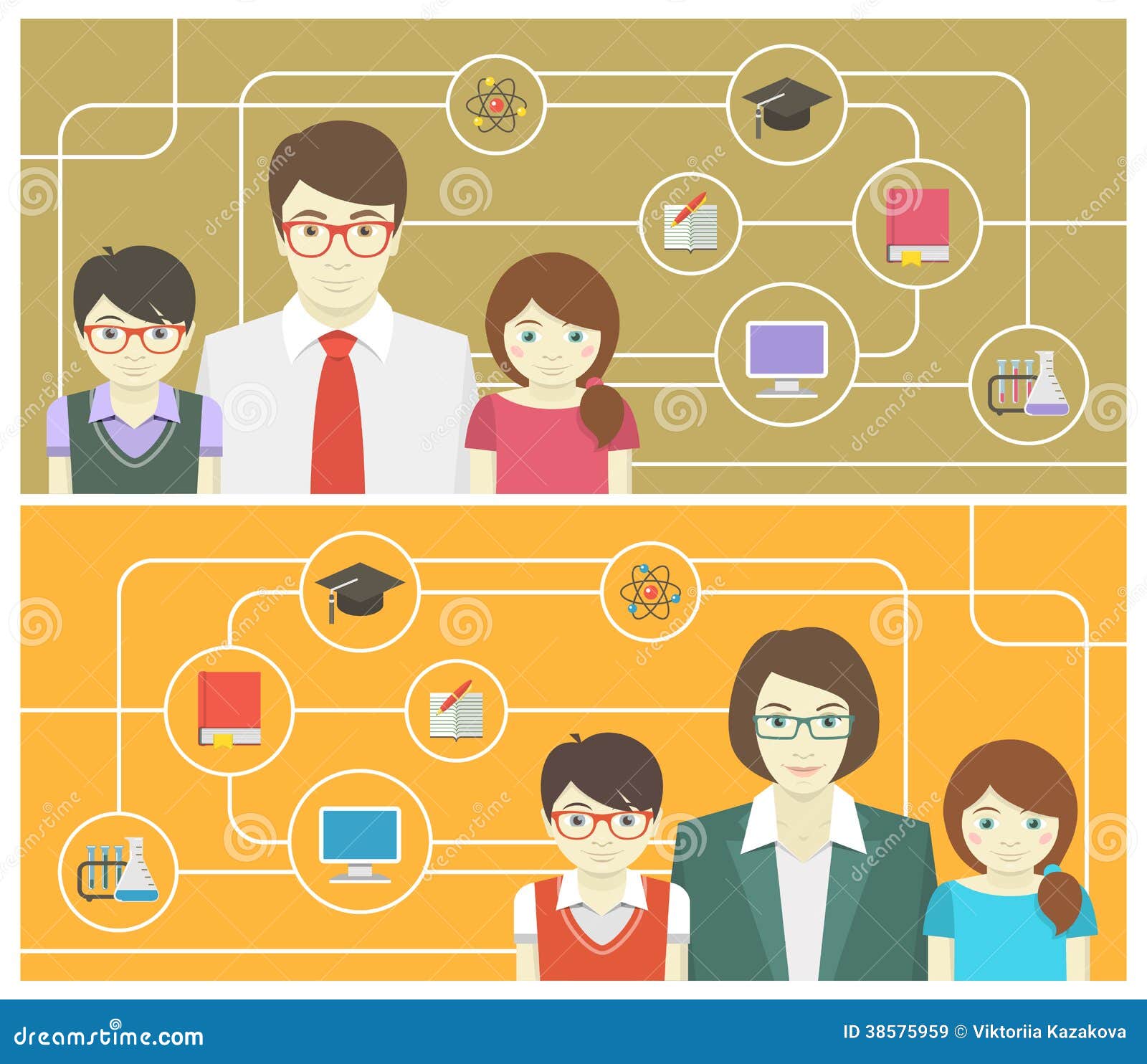 Teacher With Pupils In A Classroom. Pupils Attend Classes Raising Hands ...