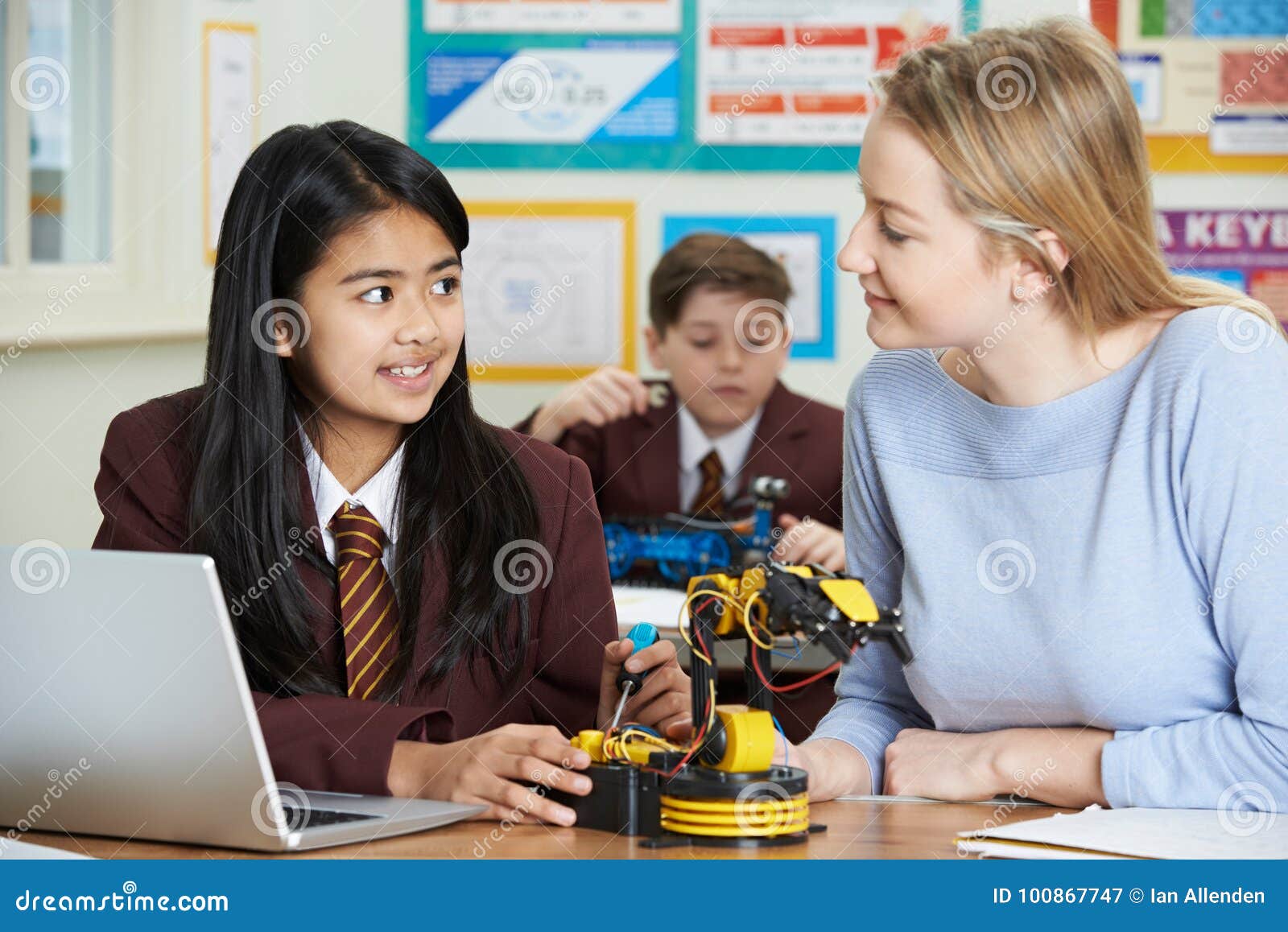 Teacher with Pupils in Science Lesson Studying Robotics Stock Image ...