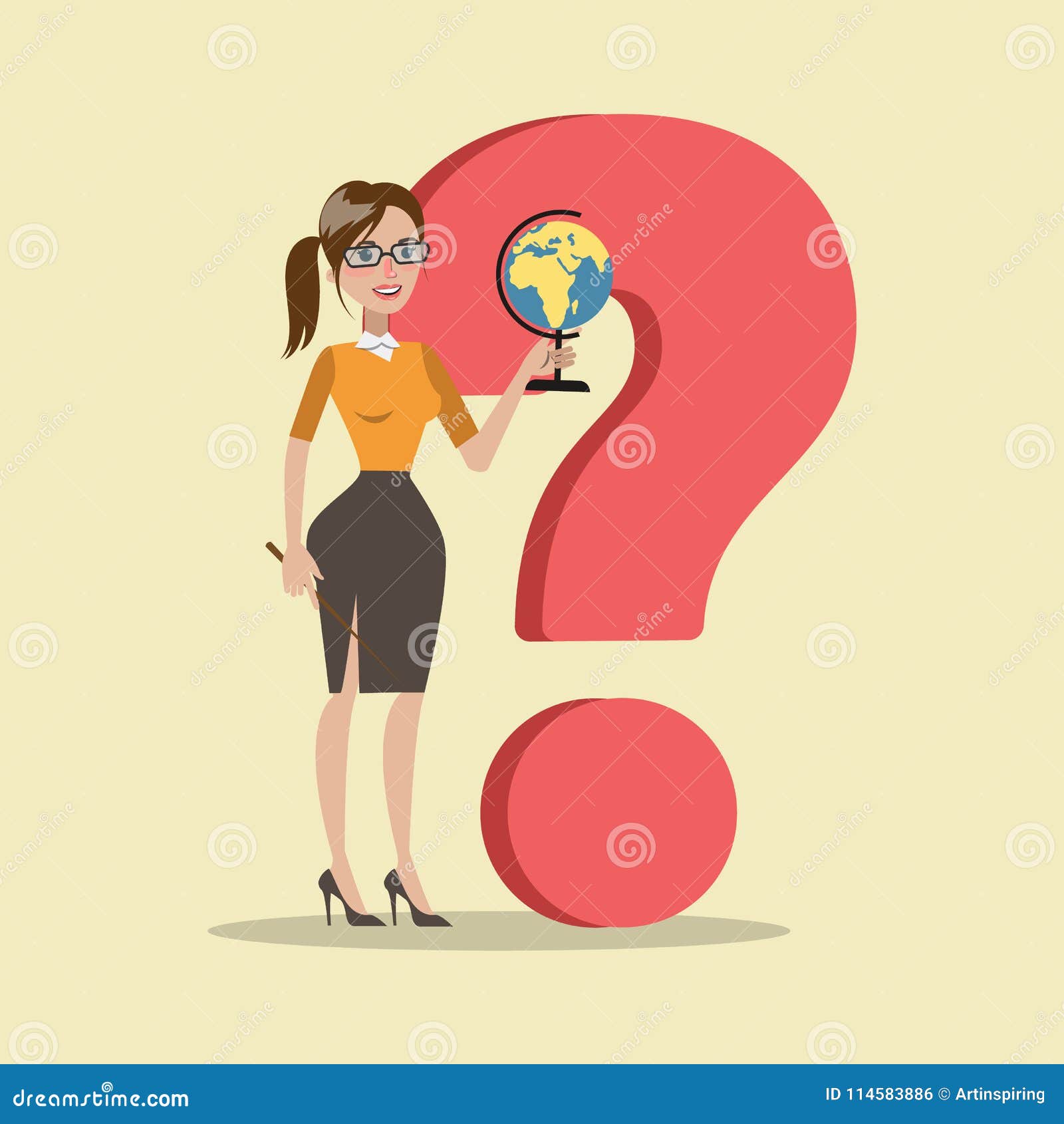 Teacher with question. stock vector. Illustration of education - 114583886