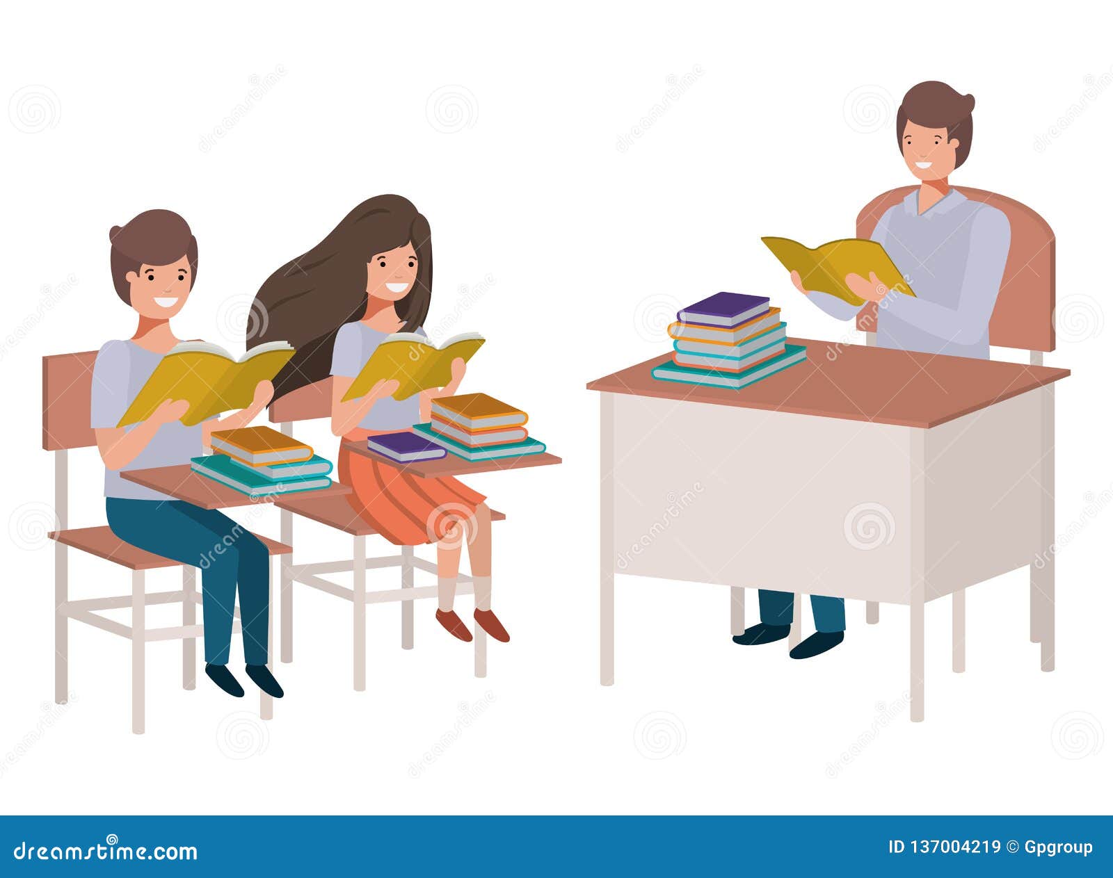 Teacher Reading in the Classroom with Students Stock Vector ...