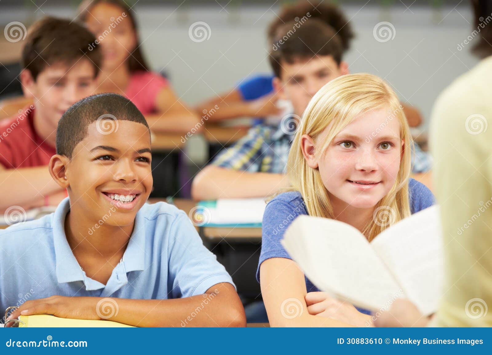 Teacher Reading To Class of Pupils Stock Photo - Image of black ...