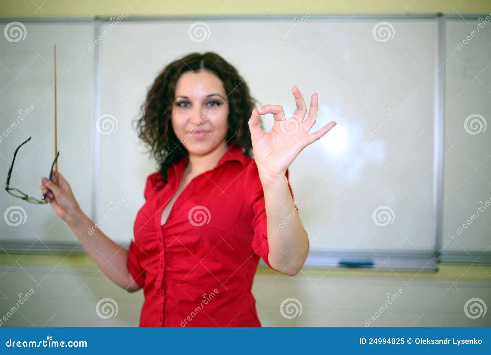 Teacher in a red shirt stock image. Image of academy - 24994025