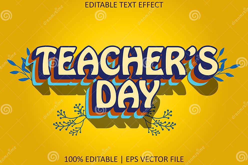 Teacher S Day with Modern Style Editable Text Effect Stock Vector ...