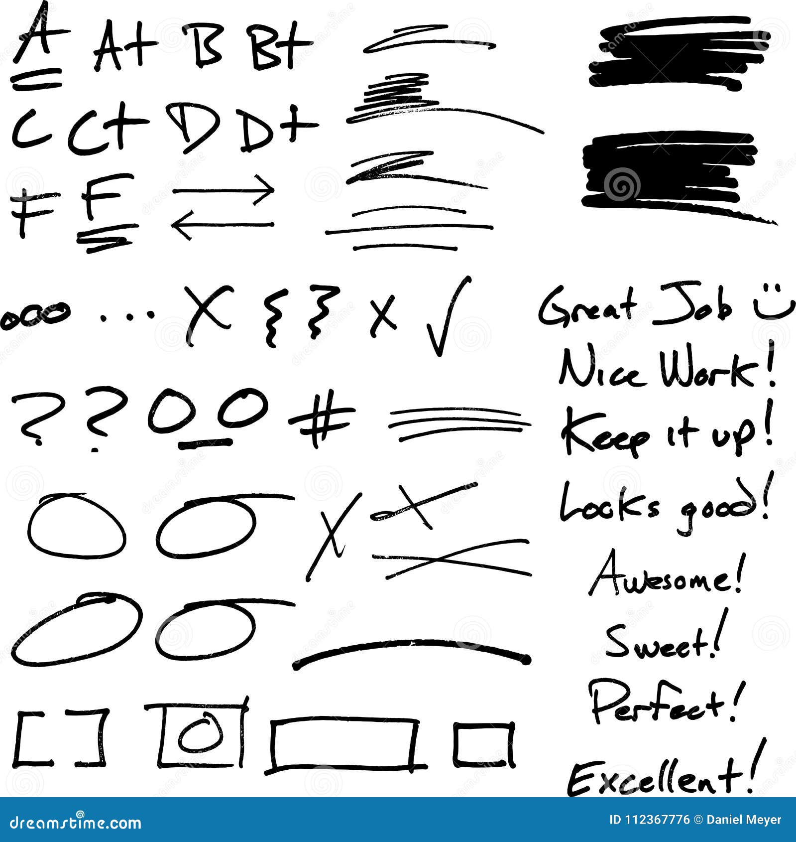 Teacher`s Handwritten Notes and Grades Stock Illustration ...