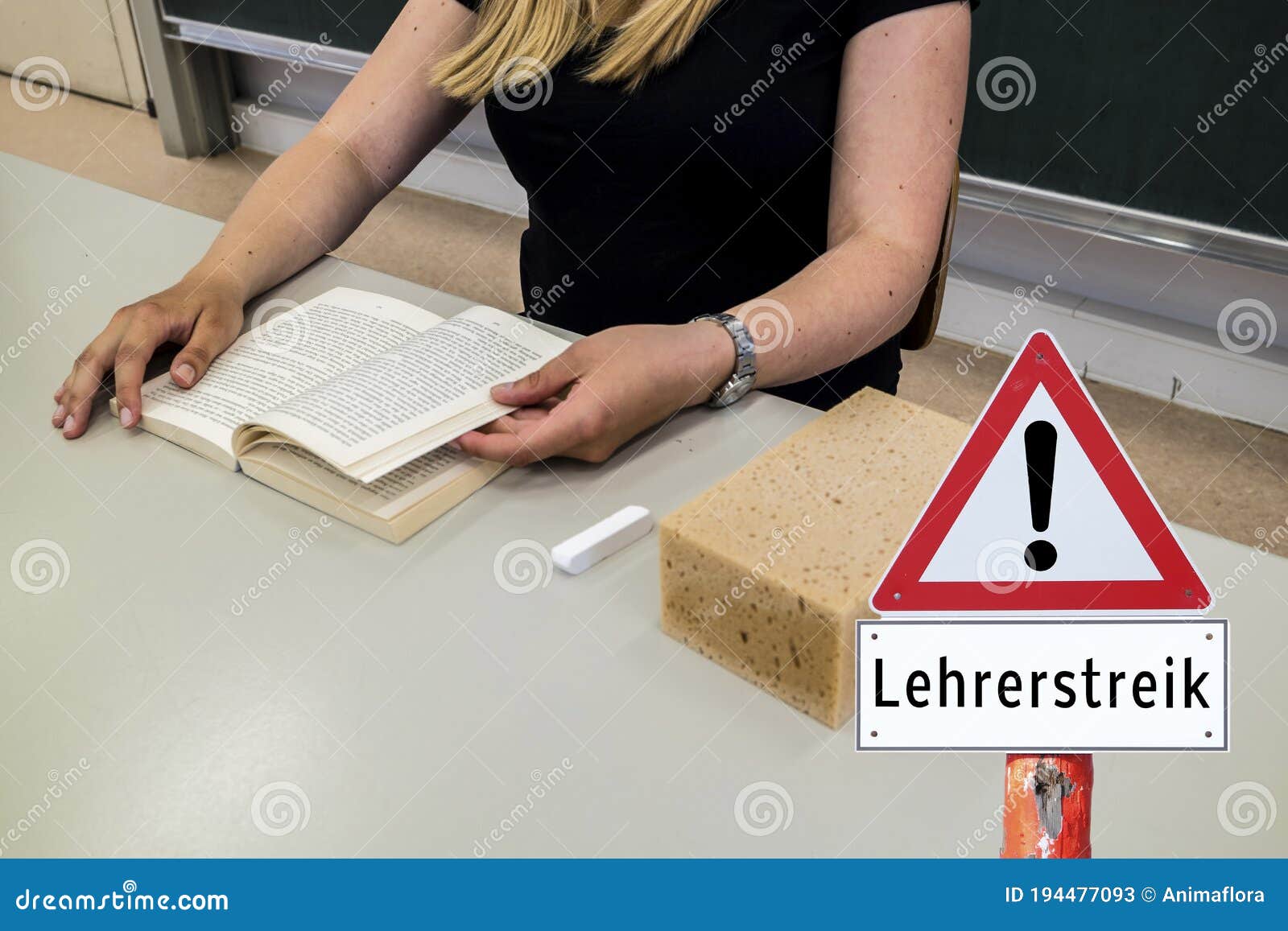 Teacher Strike Warning Sign in German Stock Image - Image of east ...