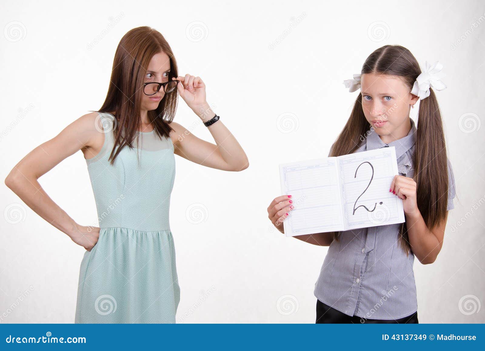 Teacher Scolds Student for Deuce Stock Image - Image of girl, sadness ...