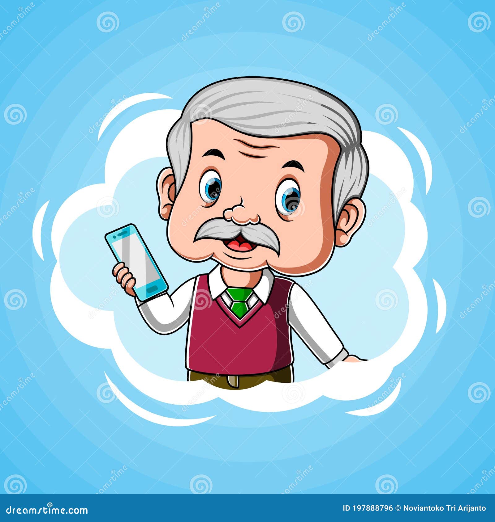The Teacher with the Smartphone on His Hand Stock Vector - Illustration ...