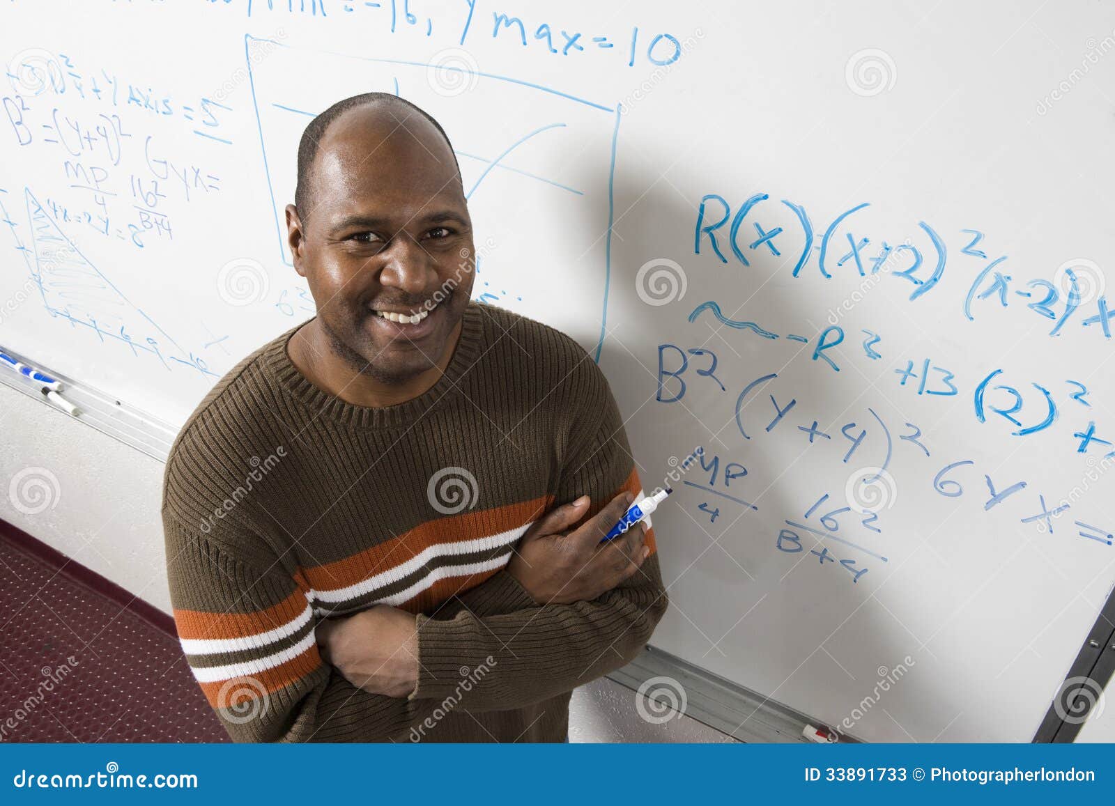 Teacher Solving Math S Equations on Whiteboard Stock Image - Image of ...