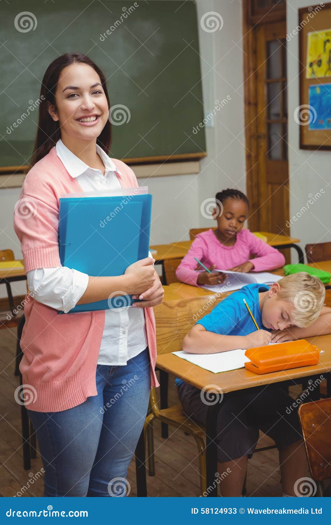Teacher Standing by Her Students Stock Image - Image of knowledge ...