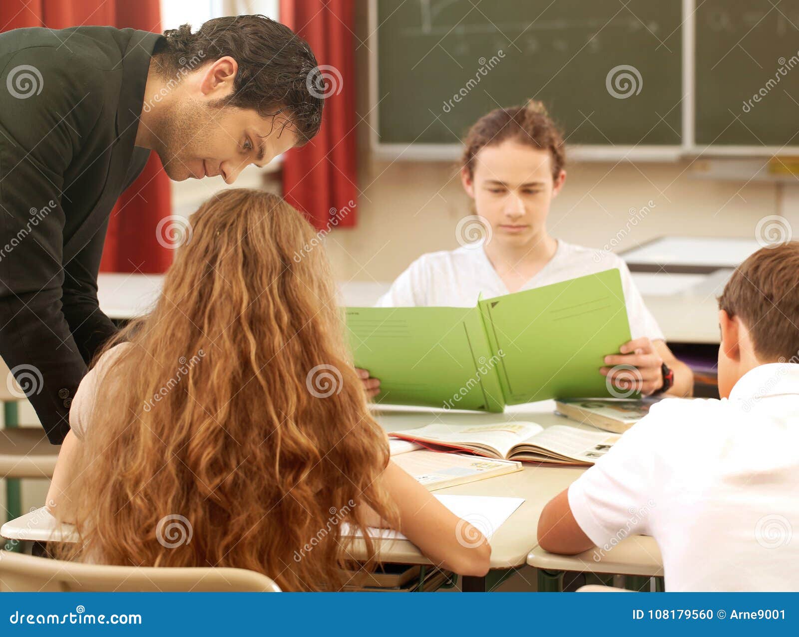 Teacher Teaching or Educate at the Board a Class in School Stock Photo ...