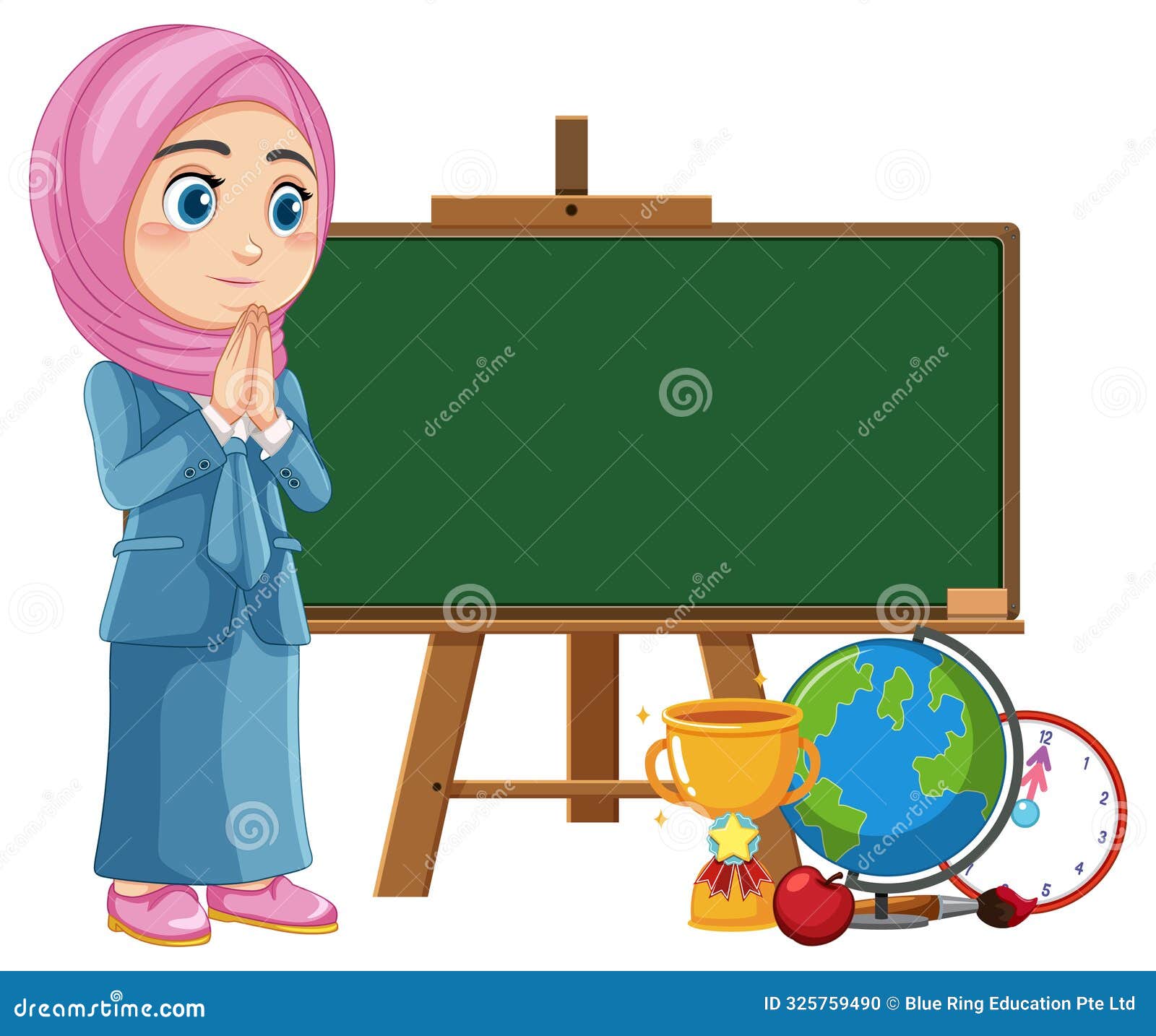 Teacher standing beside stock illustration. Illustration of academic ...