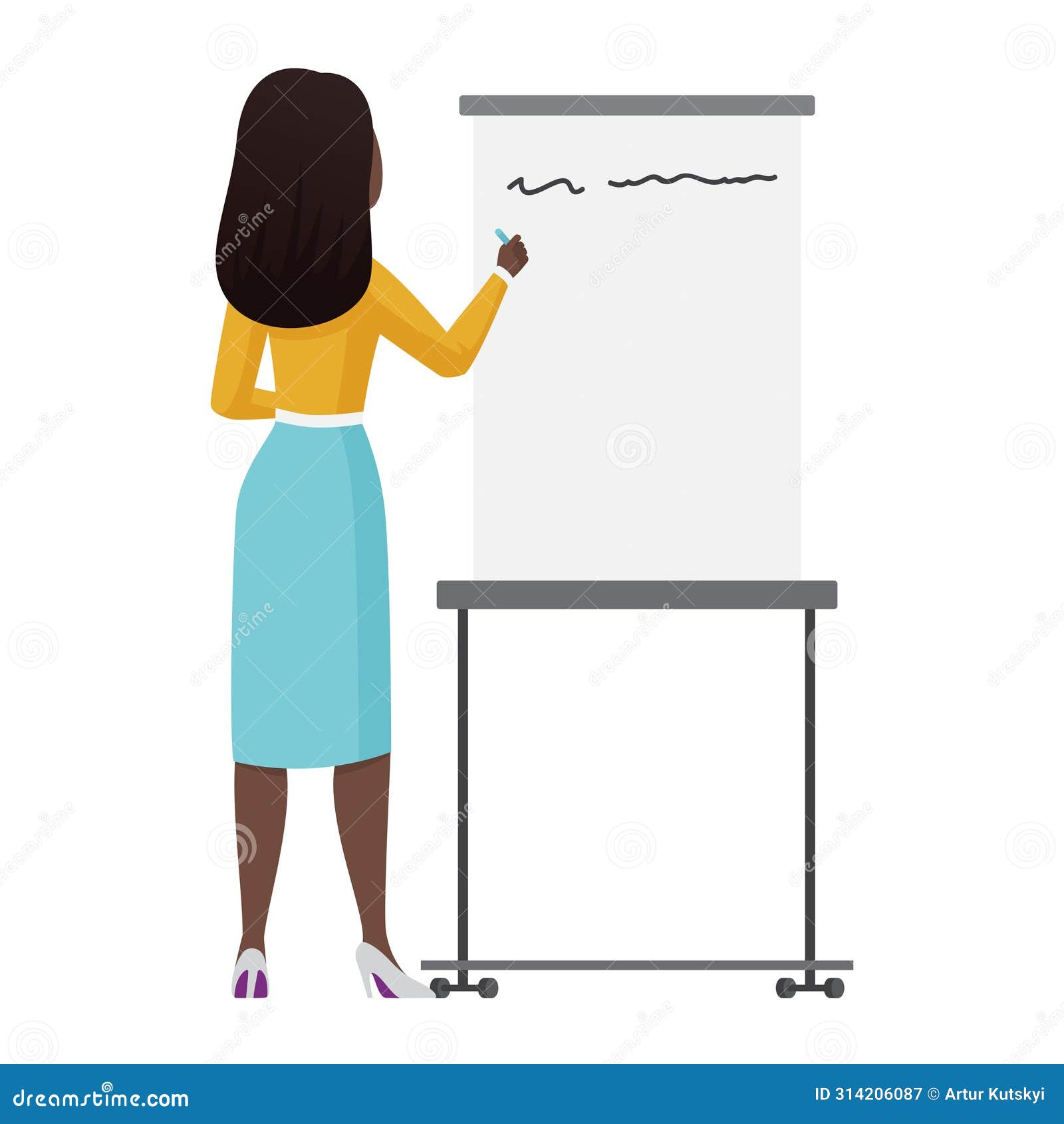 Teacher Standing at Whiteboard To Write, Lesson at School or Lecture at ...