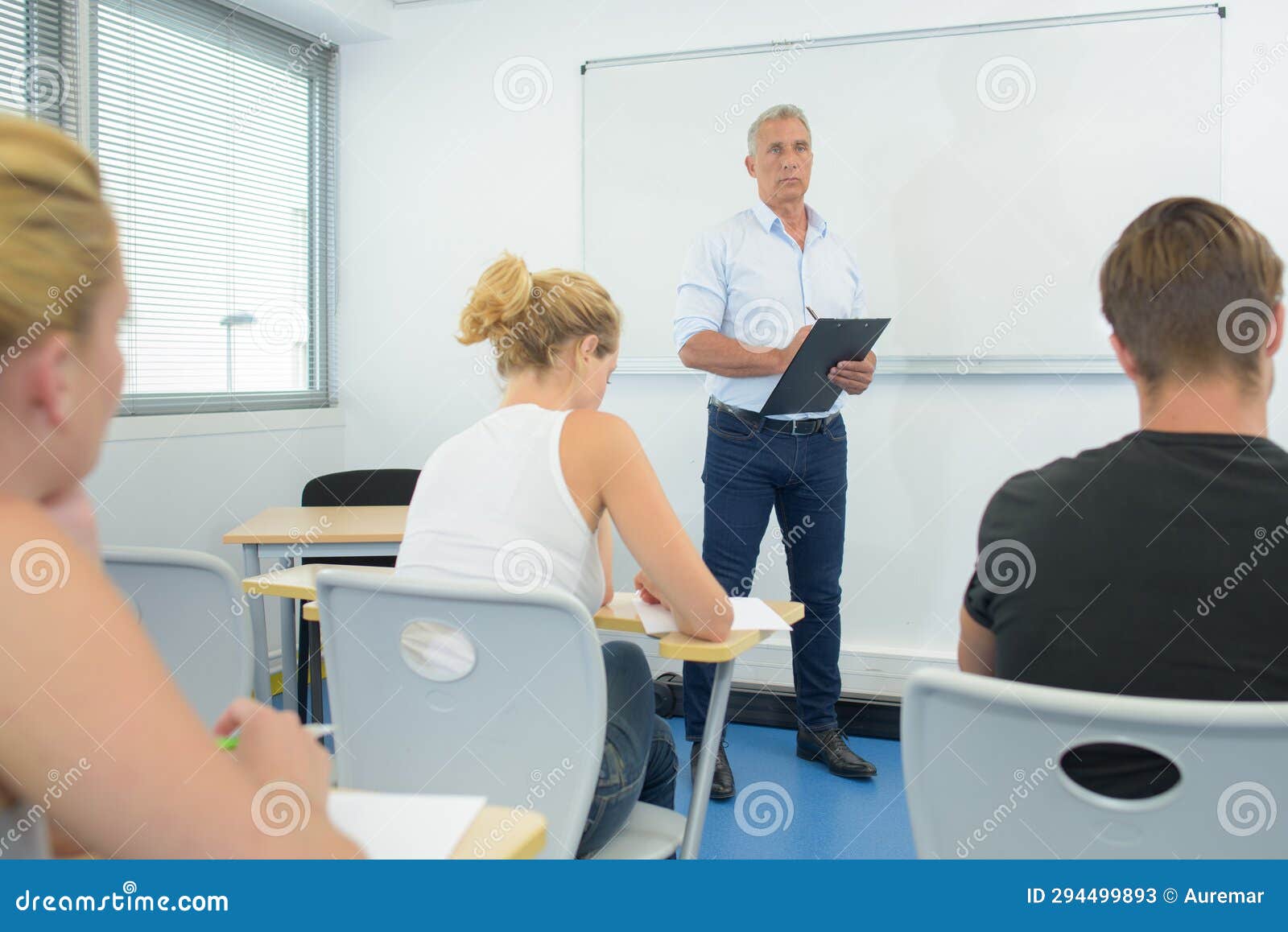 Teacher stood before class stock image. Image of young - 294499893