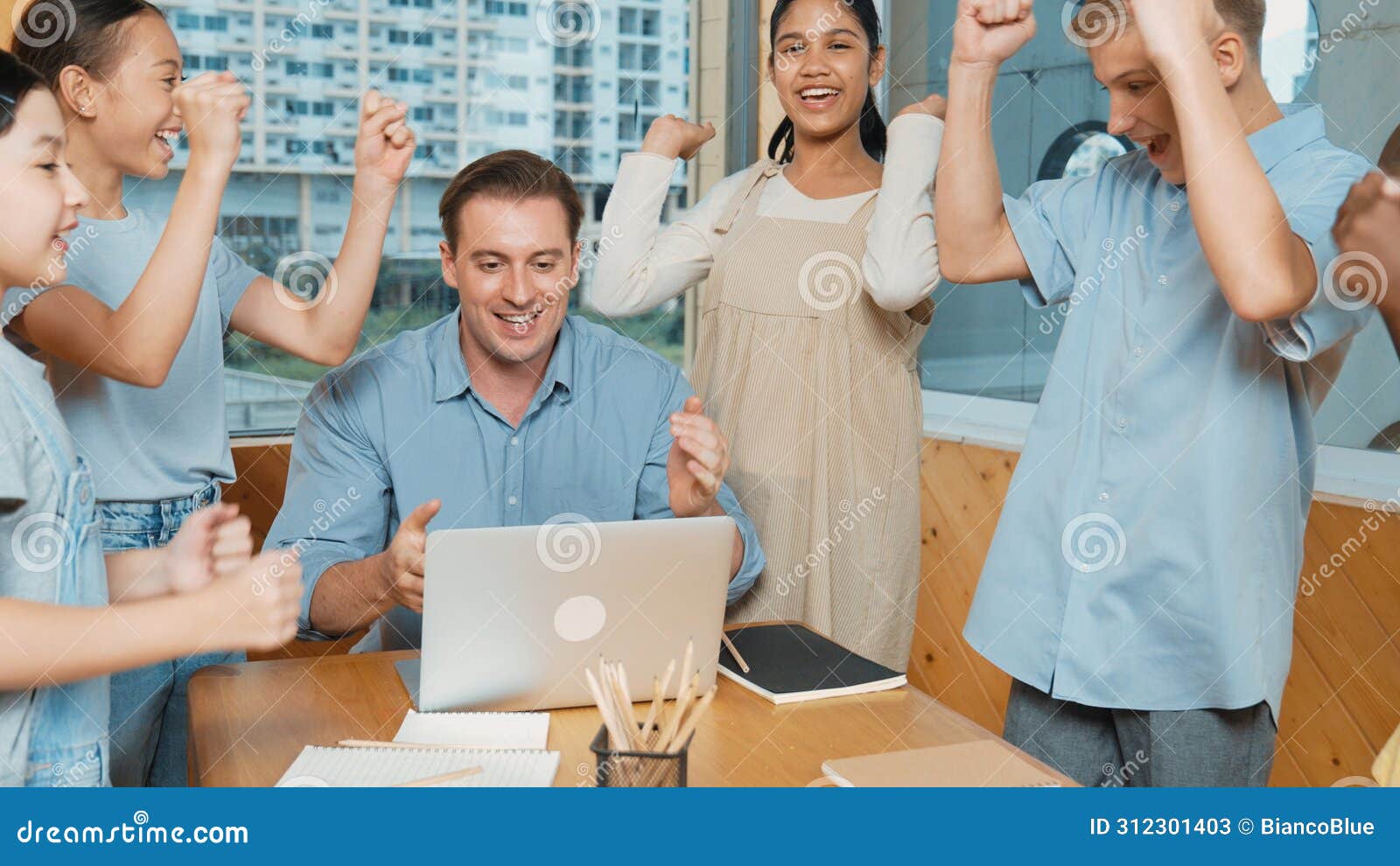 Teacher and Student Clap Hand To Celebrate for Successful Project ...
