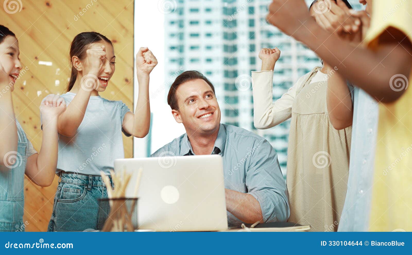 Teacher and Student Clap Hand To Celebrate for Successful Project ...