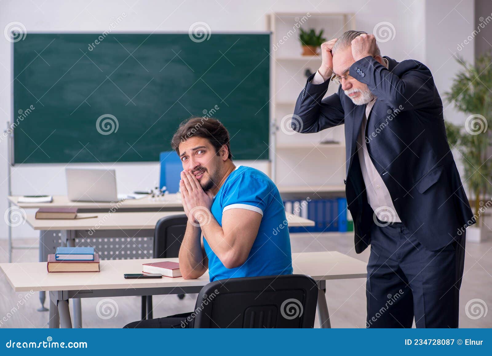 Teacher and Student in the Class Stock Image - Image of scared, exam ...