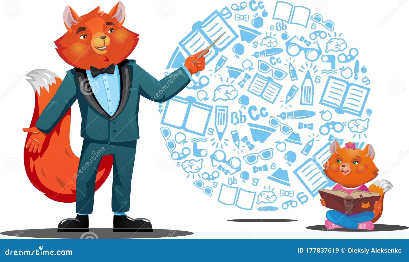 Teacher and Student in the Classroom, Drawing in a Vector. a Fox ...