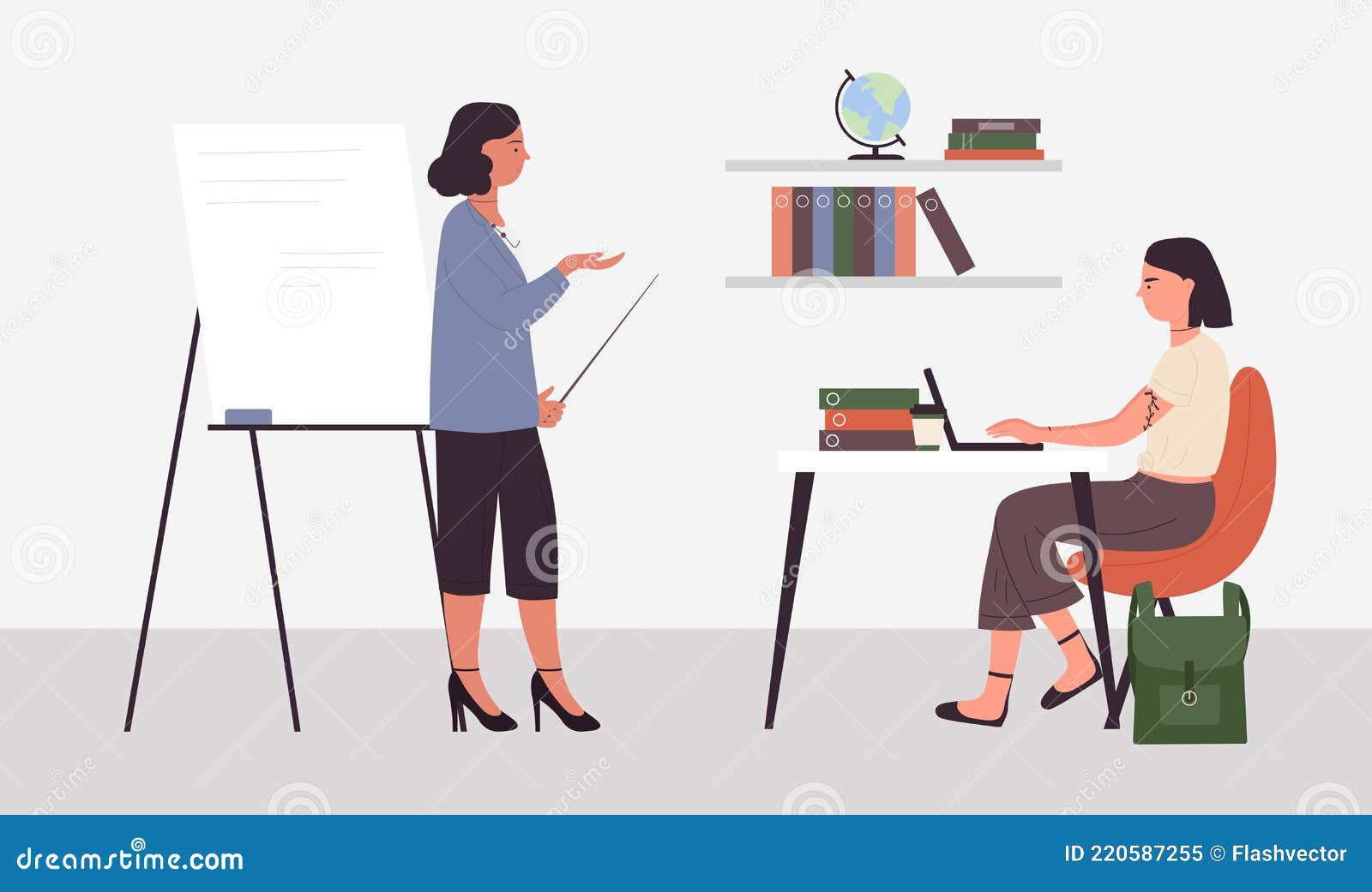 Teacher and Student in Classroom, Learning Process, Class Lesson in ...