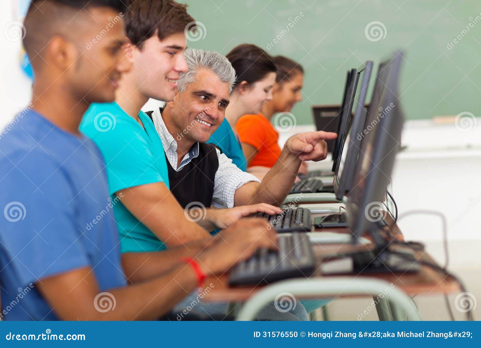 Teacher student computer stock photo. Image of looking - 31576550