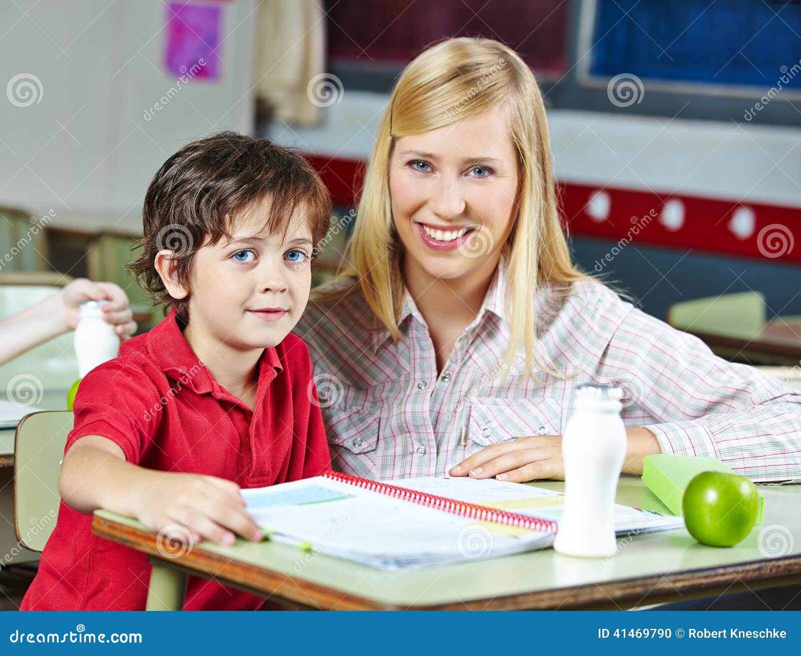 Teacher and Student in Elementary Stock Photo - Image of abecedarian ...
