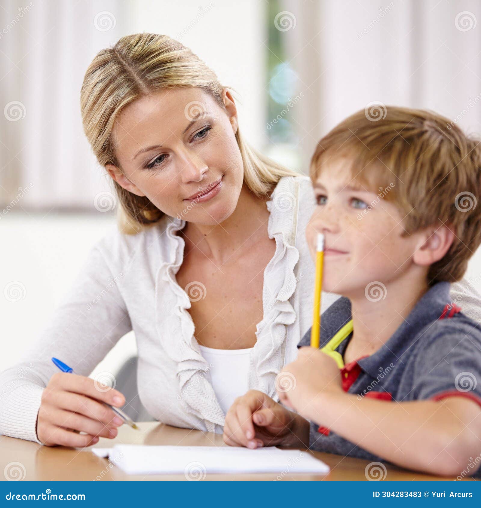 Teacher, Student and Helping with School Work in Class, Question and ...