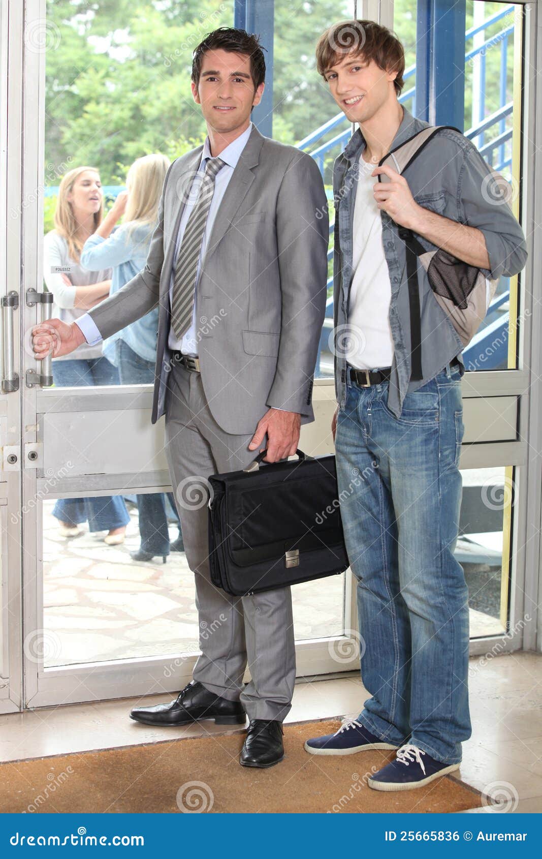 Teacher and Student Leaving Building Stock Photo - Image of campus ...