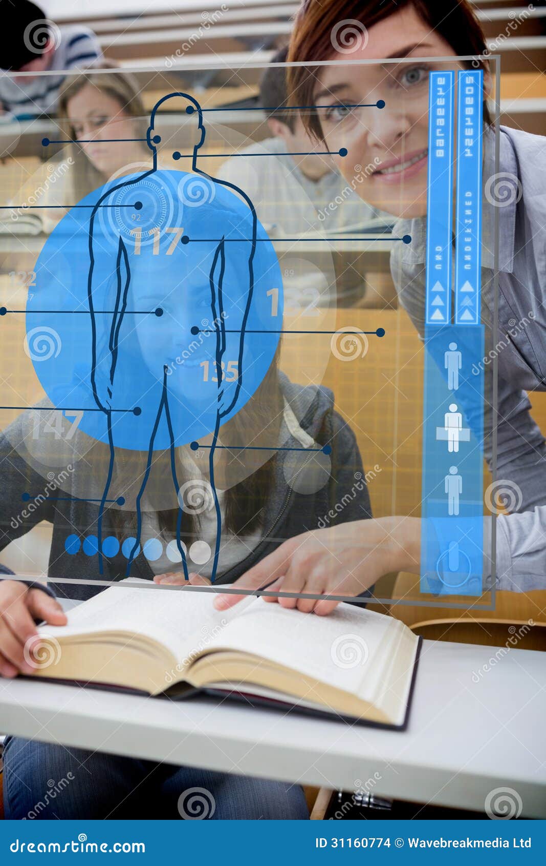 Teacher and Student Looking Futuristic Interface Stock Illustration ...