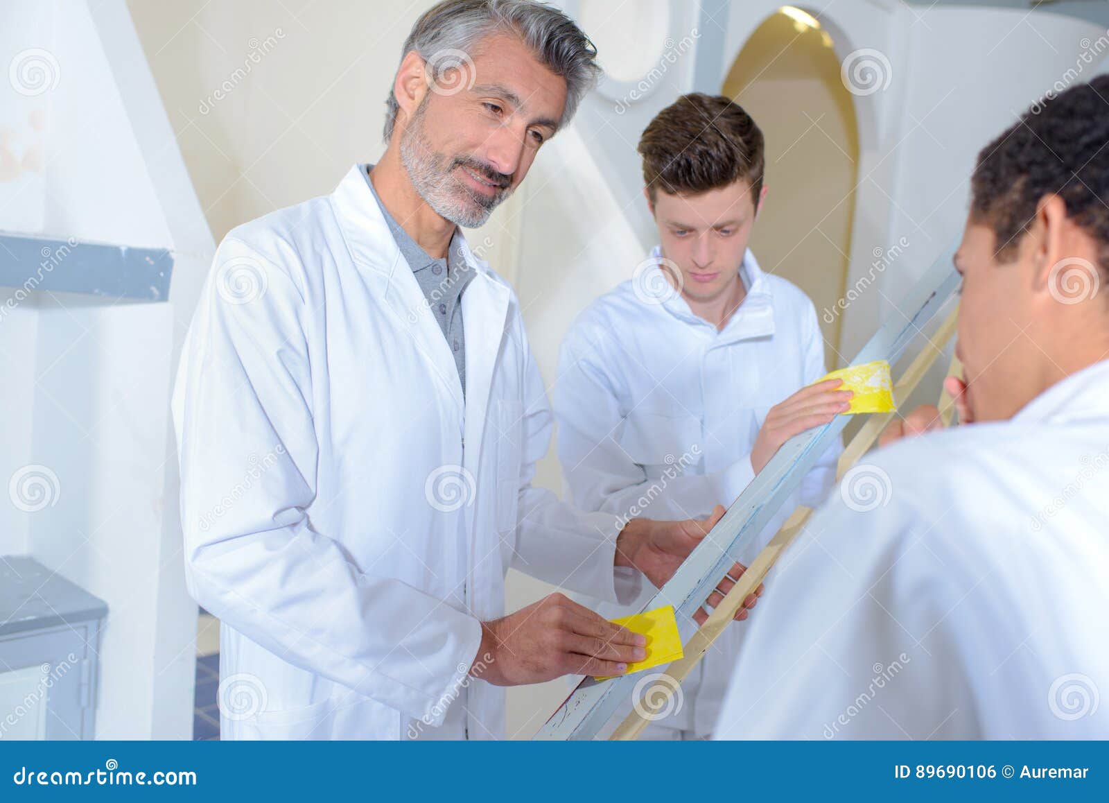 Art Student Rubbing Out Some Lines Standing Near Teacher Royalty-Free ...