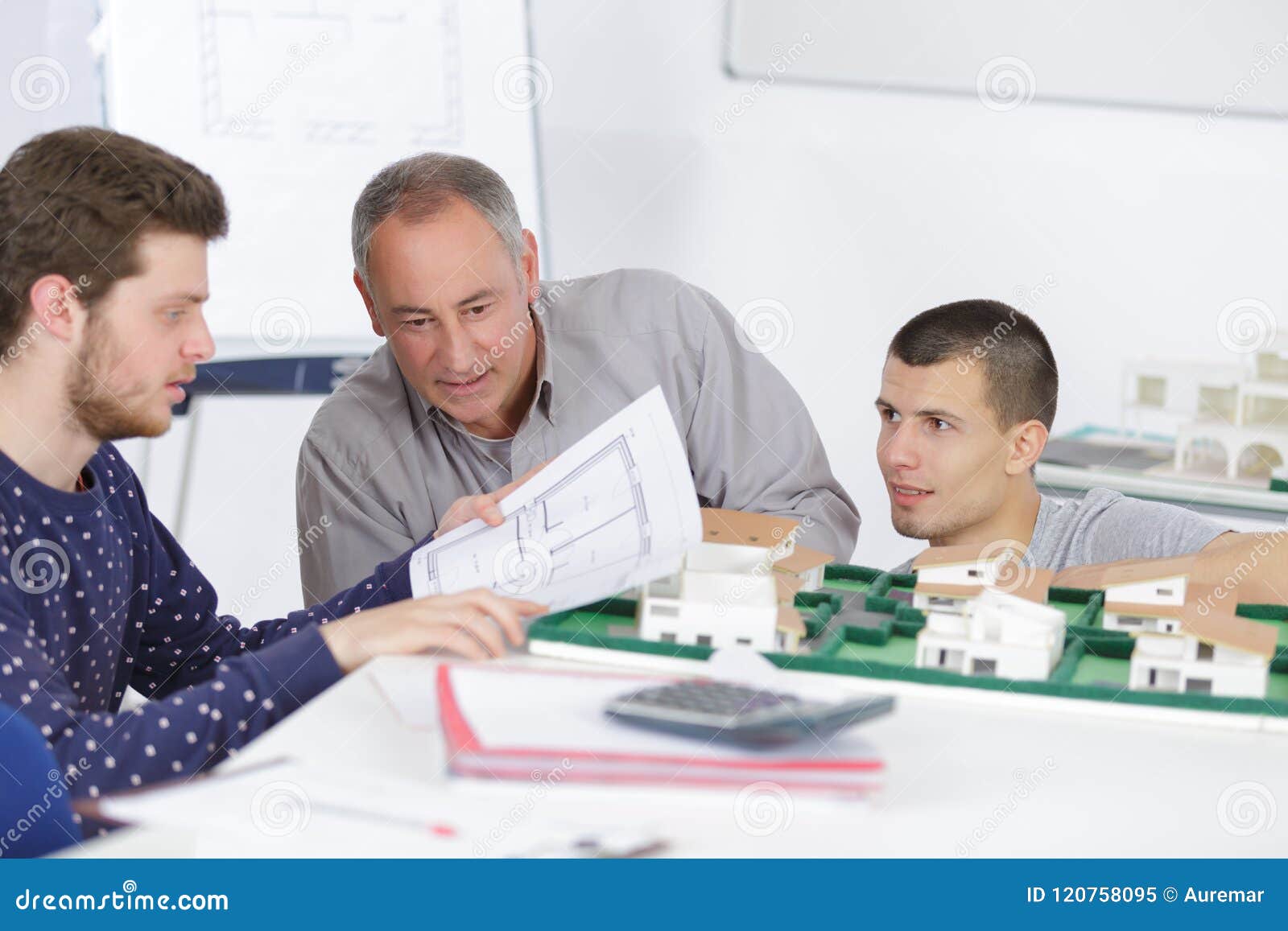 Teacher with Students in Architecture School Stock Image - Image of ...