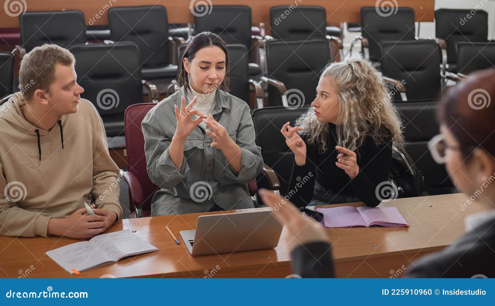 The Teacher and Students Communicate in Sign Language in the Classroom ...