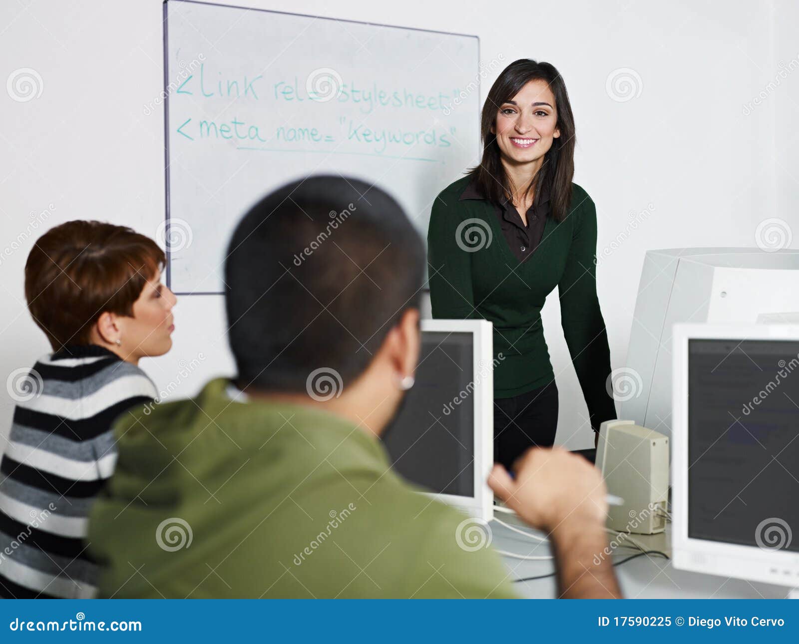 Teacher and Students in Computer Class Stock Image - Image of looking ...