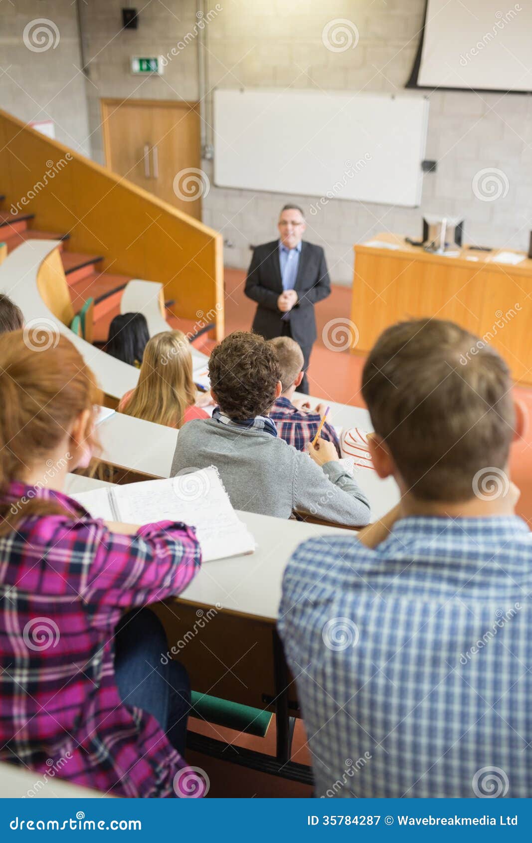 Teacher with Students at the Lecture Hall Stock Image - Image of women ...