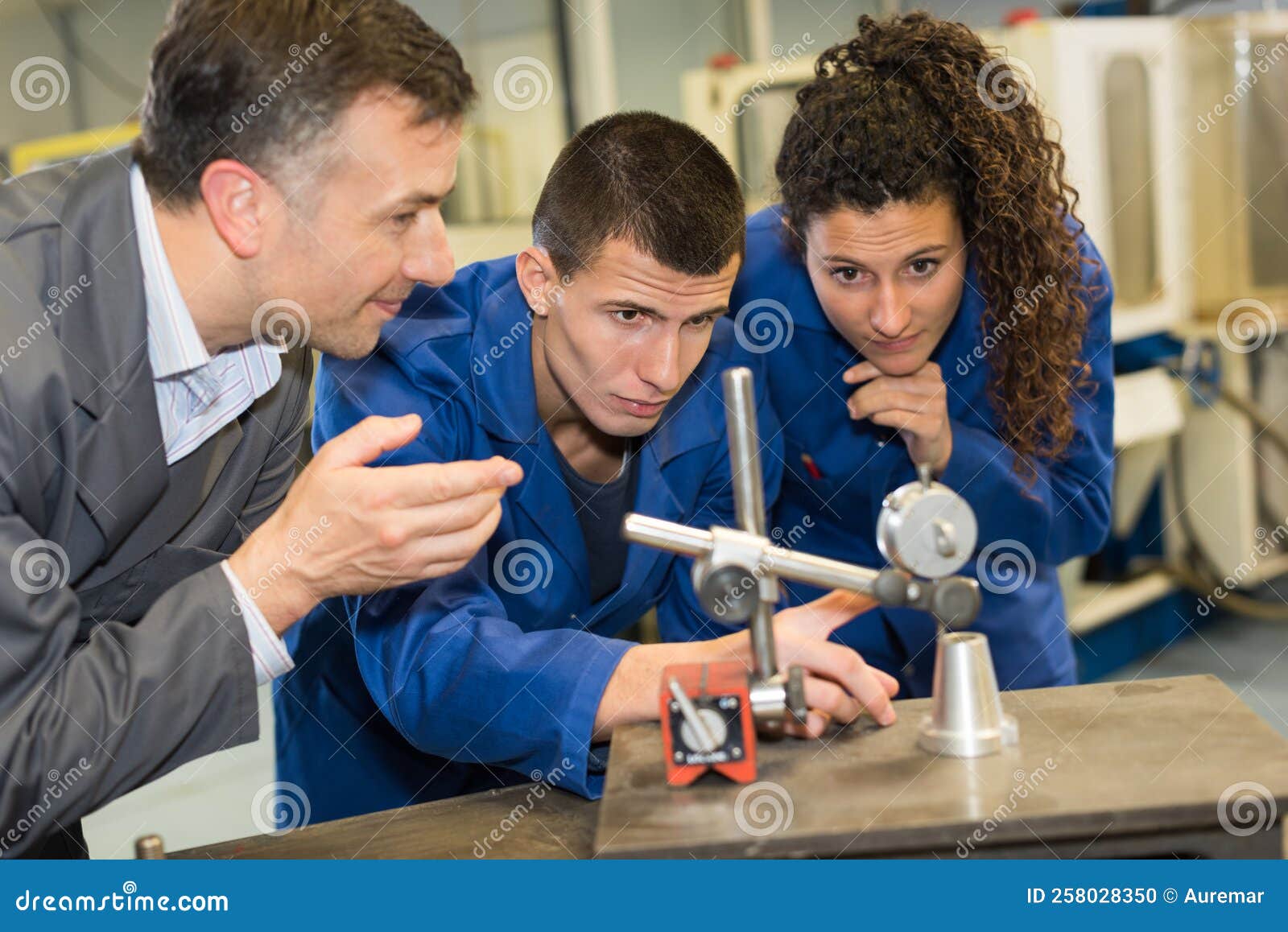 Teacher with Students in Metallurgy Workshop Stock Photo - Image of ...