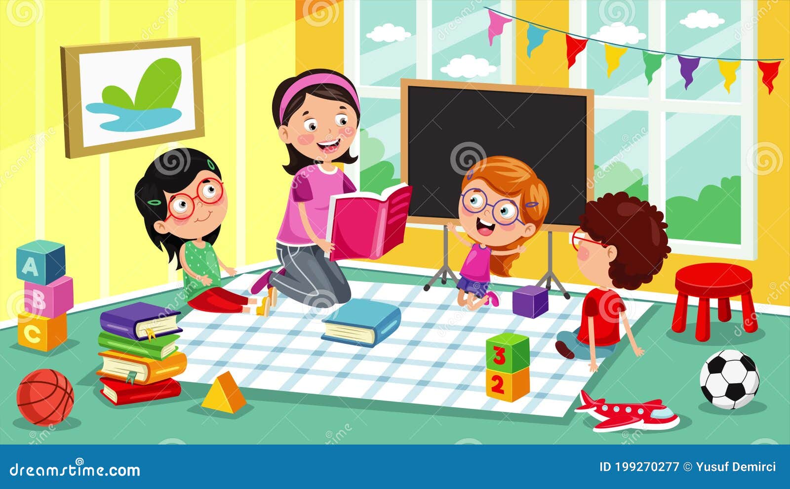 Teacher and Students at Preschool Stock Video - Video of class, girl ...