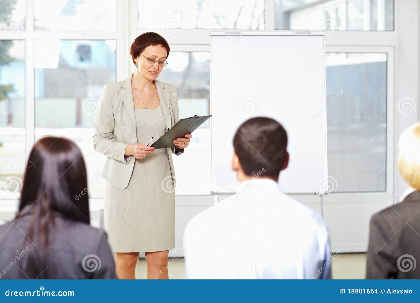 Teacher with Students on Seminar Stock Photo - Image of class, woman ...