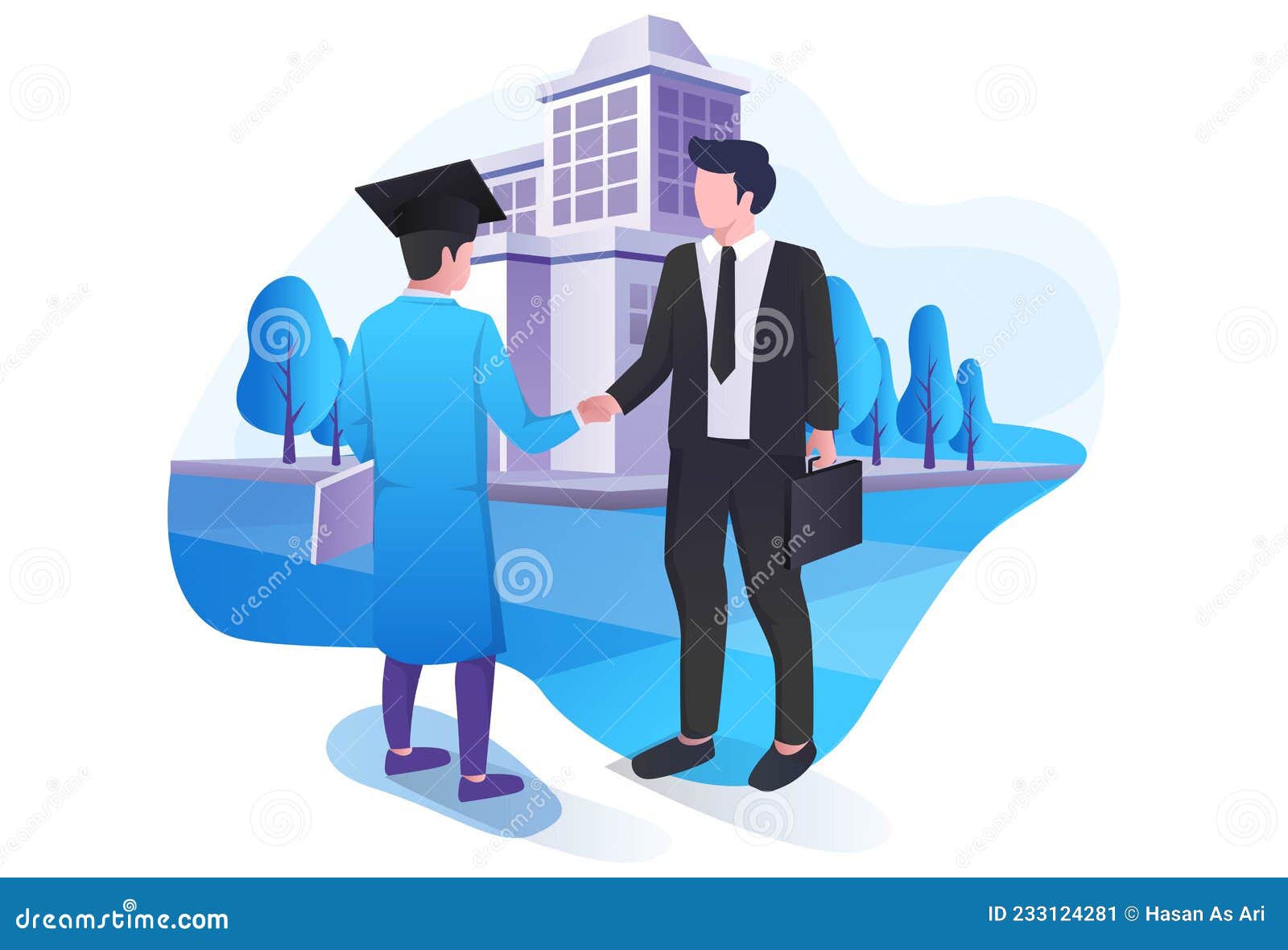 Teacher and Students Shake Hands for Graduation Stock Vector ...