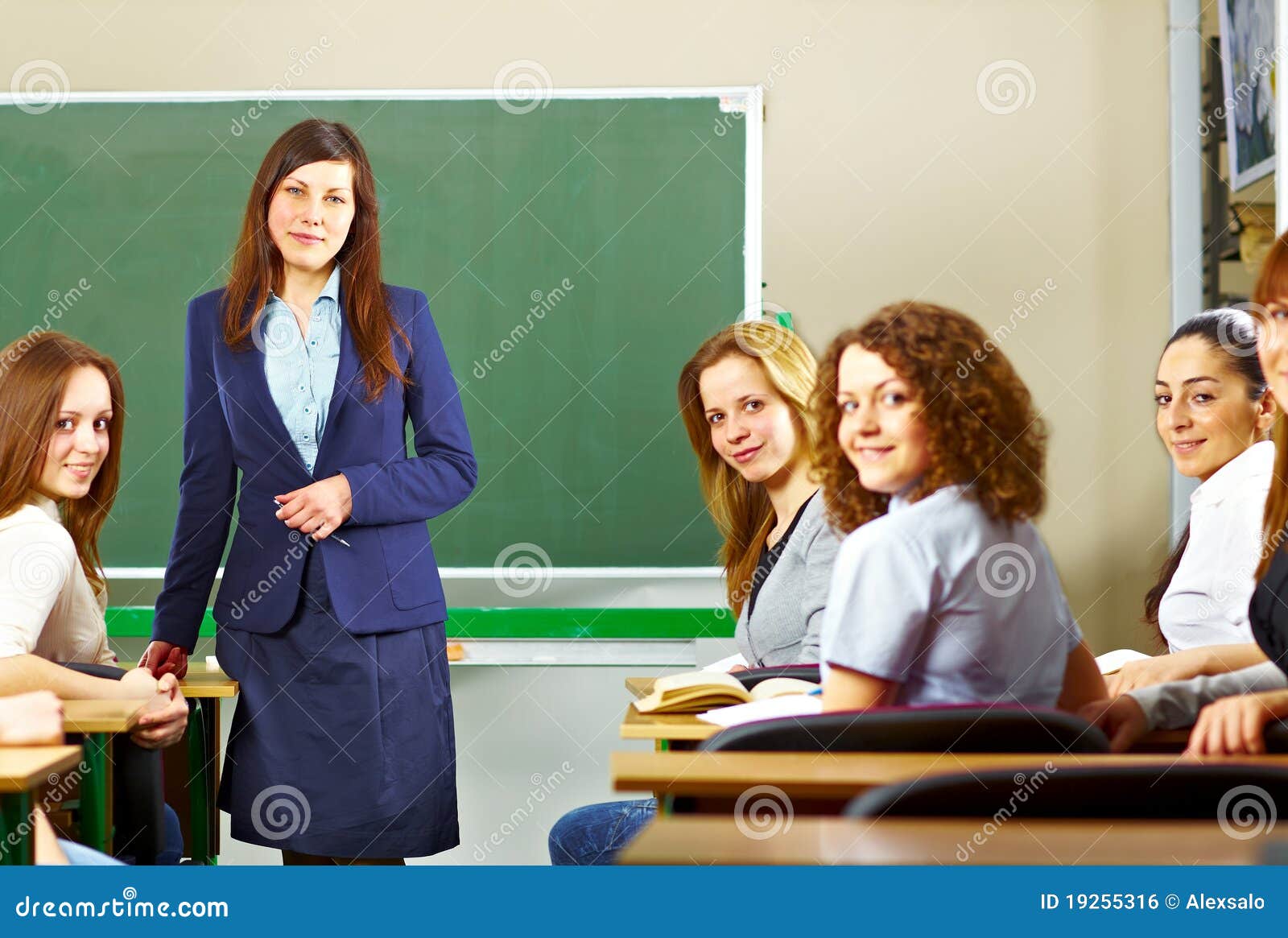 Teacher with Students Smiling Stock Photo - Image of class, sitting ...
