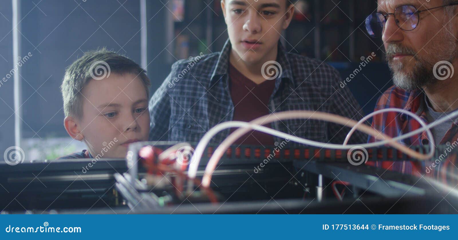 Teacher and Students Using 3D Printer Stock Photo - Image of checking ...