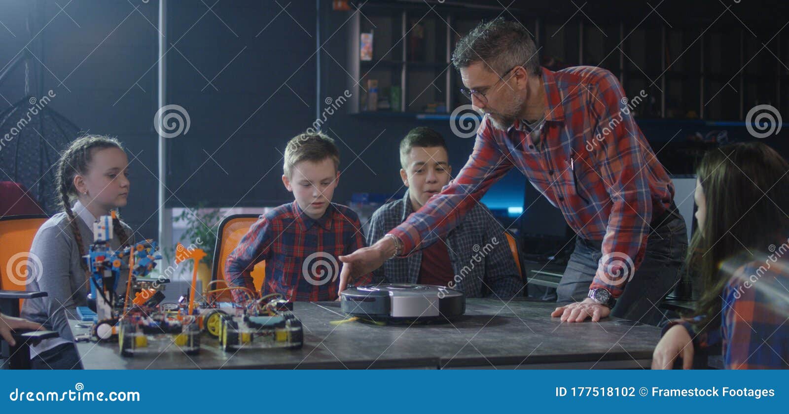 Teacher and Students Using 3D Printer Stock Photo - Image of explaining ...