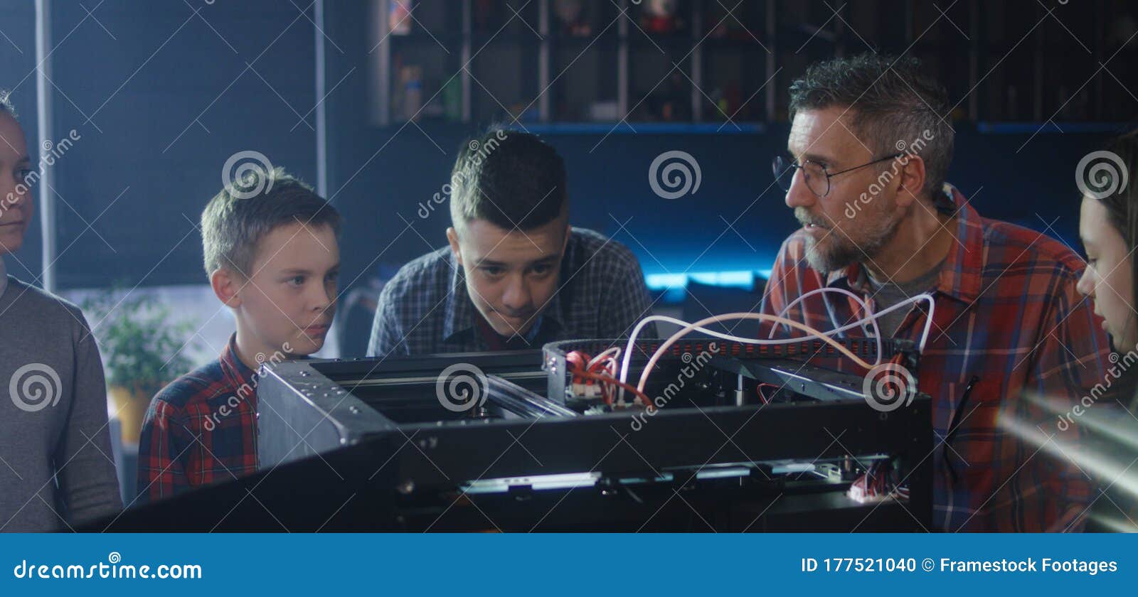 Teacher and Students Using 3D Printer Stock Photo - Image of students ...