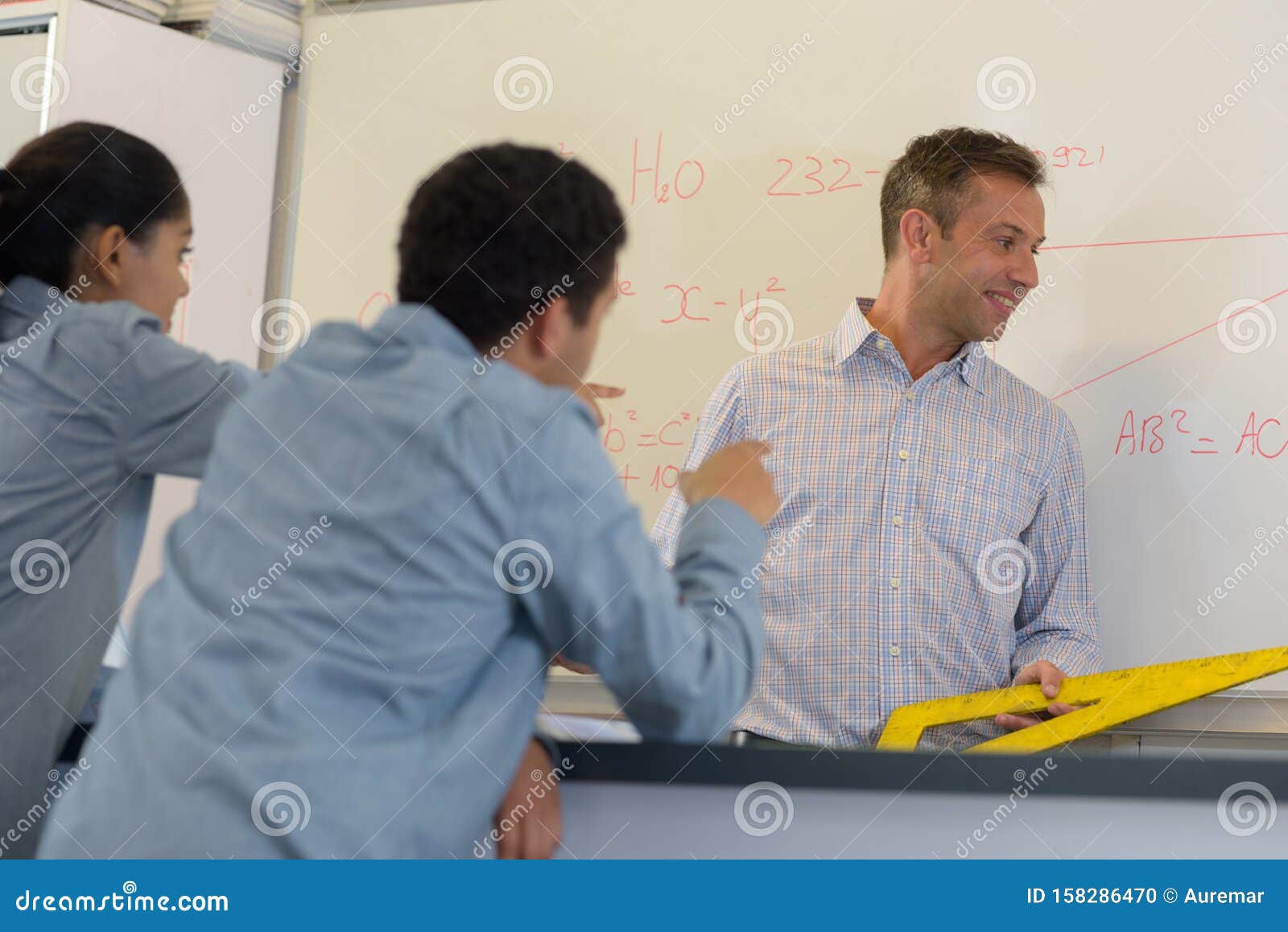 Teacher with Students and White Board Stock Photo - Image of education ...