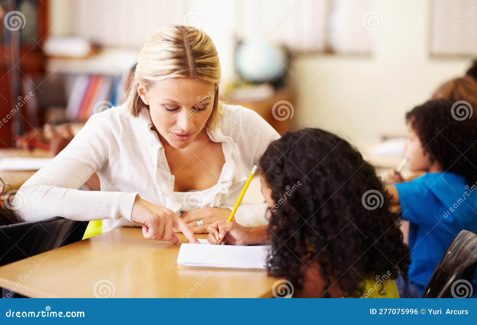 Teacher, Teaching and Child Learning To Write at School for Education ...