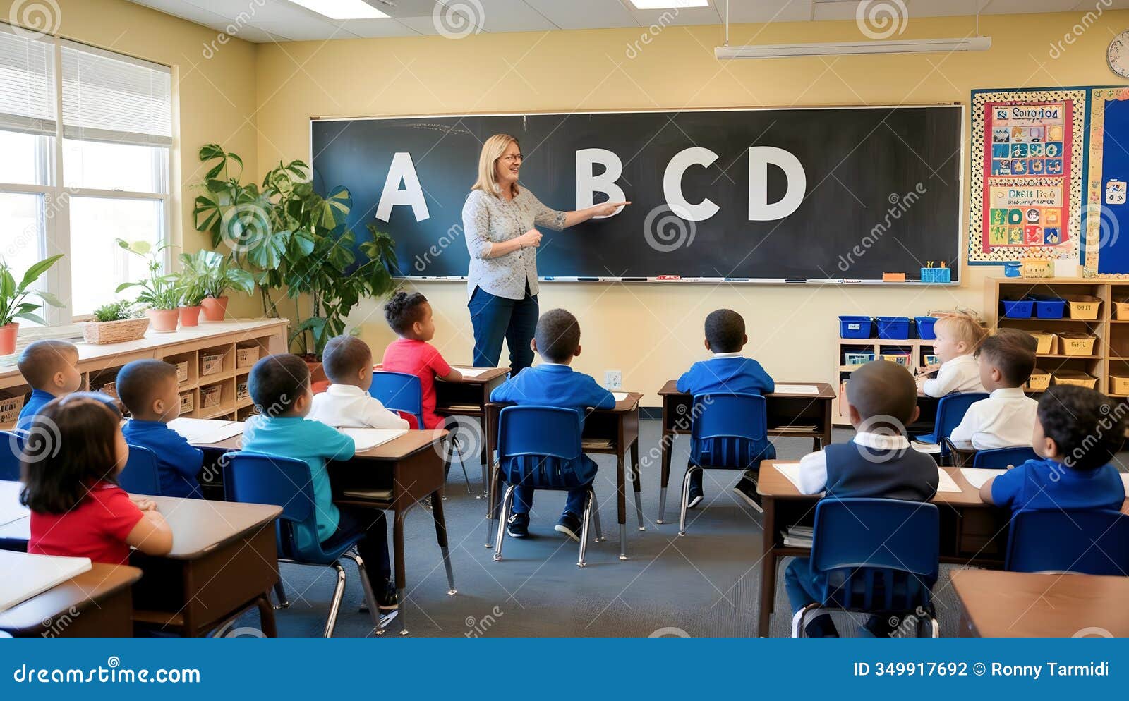 A Teacher is Teaching a Child To Spell Abcd Stock Illustration ...