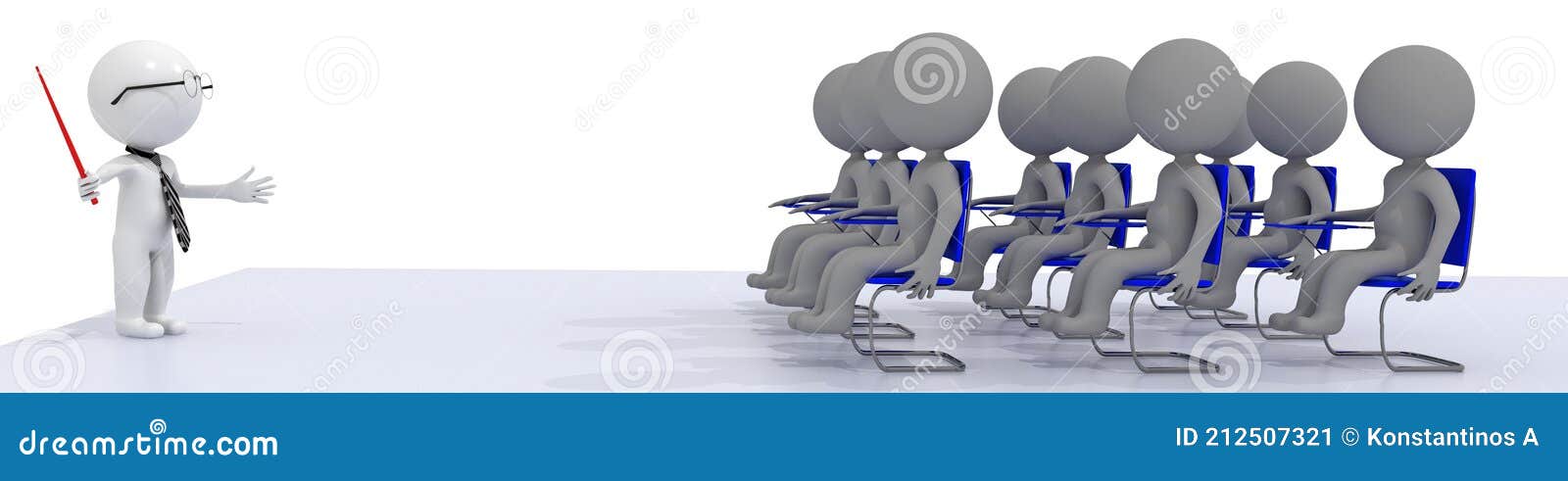 Teacher Teaching in the Class Students Side View 3d White Character Man ...