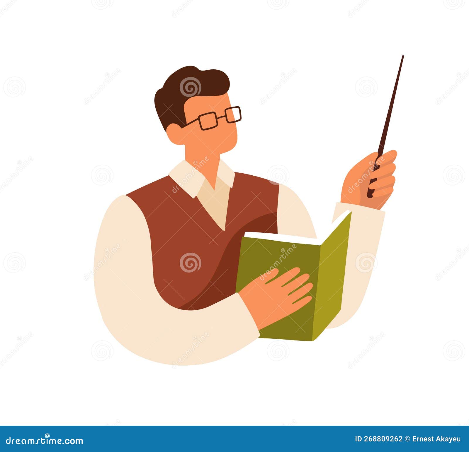 Teacher Teaching, Holding Book, Showing Smth with Pointer. School ...