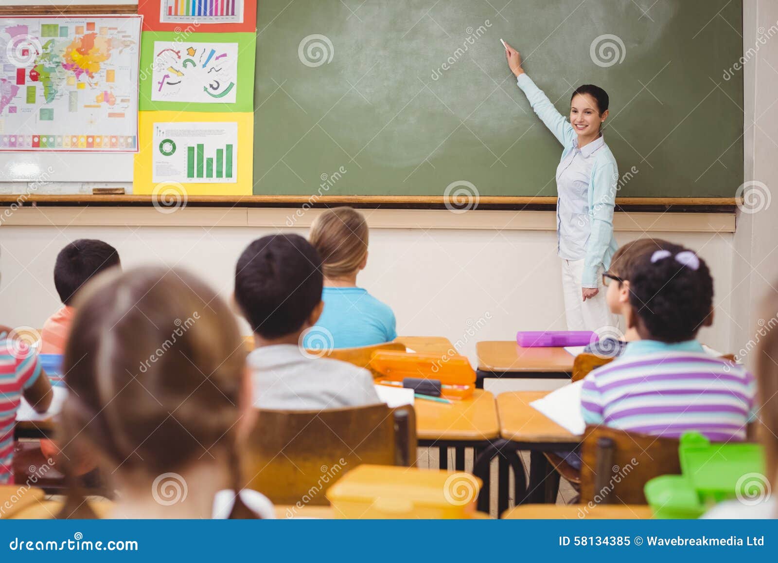Teacher Teaching a Lesson in Class Stock Image - Image of female, child ...